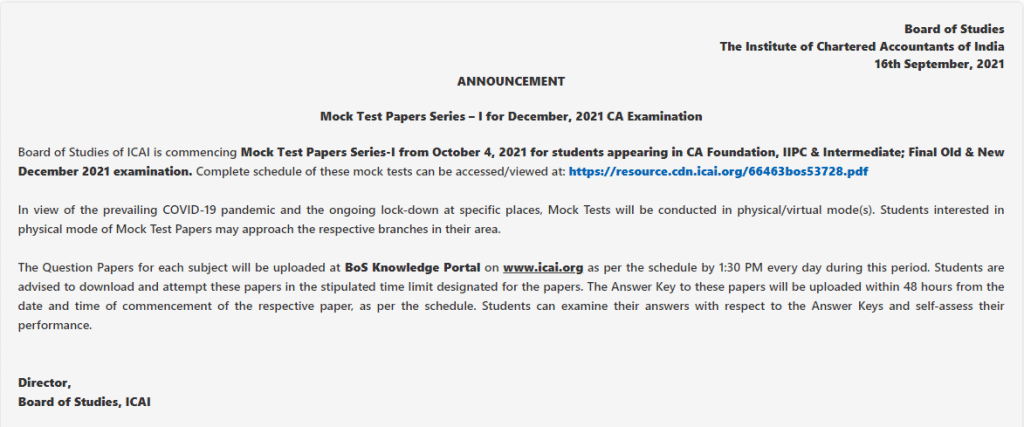 Download CA Foundation Mock Test Papers With Answers 2021